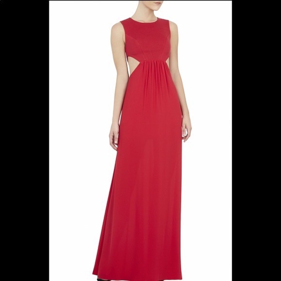 BCBGMaxAzria | Dresses | Beautiful Red Elegant Cutout Dress Perfect For ...